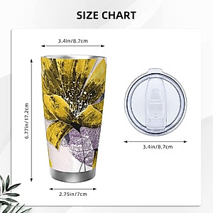AYCZN Yellow Flower 20 OZ Tumbler Stainless Steel Travel Coffee Mug, Purple Floral Insulated Water Bottle with Lid Leakproof Thermal Cup