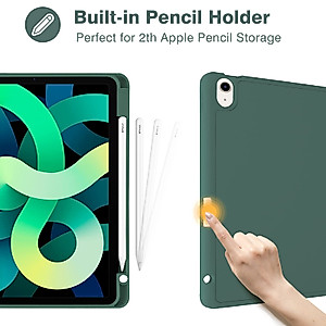 Dwopar for iPad Air 6/5/4 Case, iPad Air 5th/4th Generation Case for 10.9 Inch 2022,2024 Protective Cover for iPad Air 11 inch with Pencil Holder, Support Wireless Charging, Smart Trifold Stand(Green)