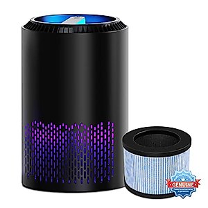 POMORON Air Purifiers for Bedroom HEPA Air Filter for Smoke Pollen Dander Hair 22dB Quiet Air Cleaner for Home, Bedroom, Living Room, Kitchen - Black