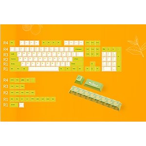 104 + 27 Keycap Set, Dye-Sublimation PBT Keycaps, Cherry Profile Custom Keycaps for DIY Cherry MX Mechanical Gaming Keyboards, Lemon Lime