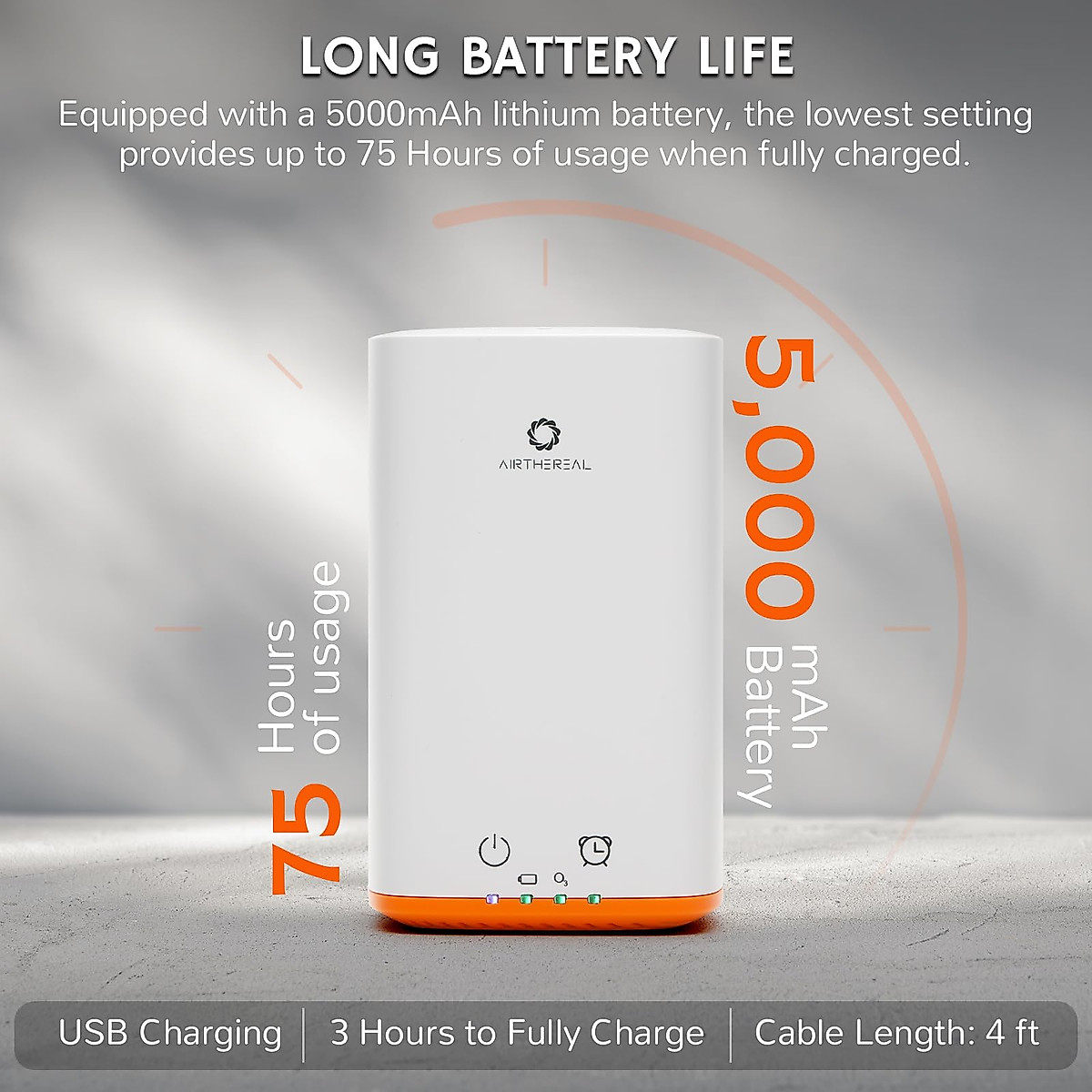 Airthereal PA300-GO Portable Ozone Generator - Cordless Battery Powered Odor Eliminator for Refrigerator, Car, Travelling, Shoe Cabinet, and Other Small Spaces, White 1-Pack