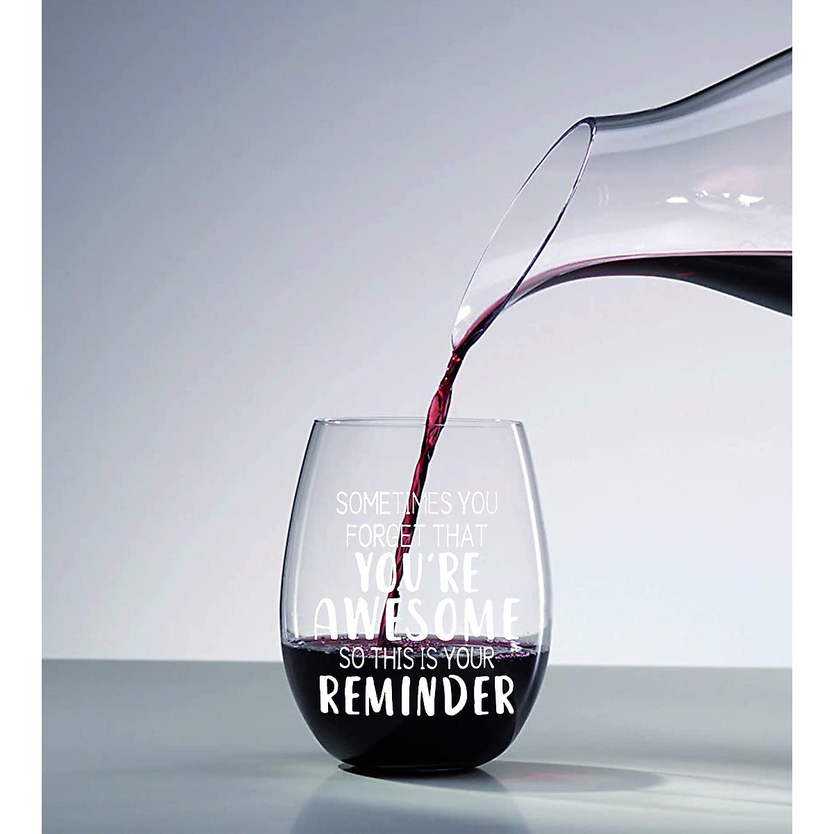 CASUVEA Gifts for Women, Sometimes You Forget that You Are Awesome Wine Glass, Encourage Stemless Wine Glass, Birthday Mothers Fathers Day Idea for Mom Dad Husband Wife Friends Teacher