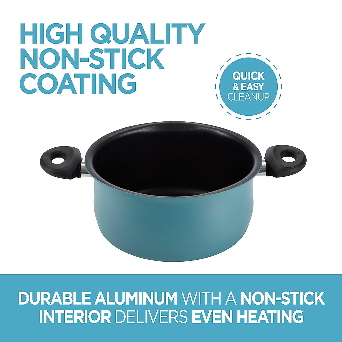 Bialetti Taste of Italy Nonstick Pasta Pot with Strainer Lid, 5.5-Quart, Teal