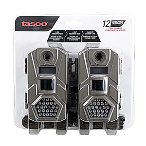 Tasco Trail Camera, 12MP, 2 Pack, Low Glow, Tan, Removable Battery Trays