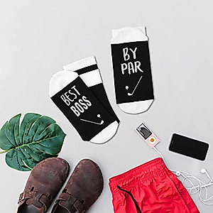 GOTAHAU 1 Pair of Golf Socks, Best Boss By Par, Novelty Christmas Birthday Gifts For Boss -066