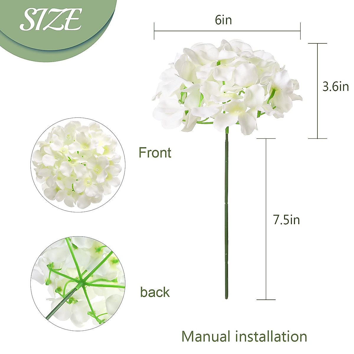 Auihiay 32 Pieces Artificial Hydrangea Flowers White Hydrangea Flower Heads with Stems for Wedding Centerpiece Home Garden Party Decoration
