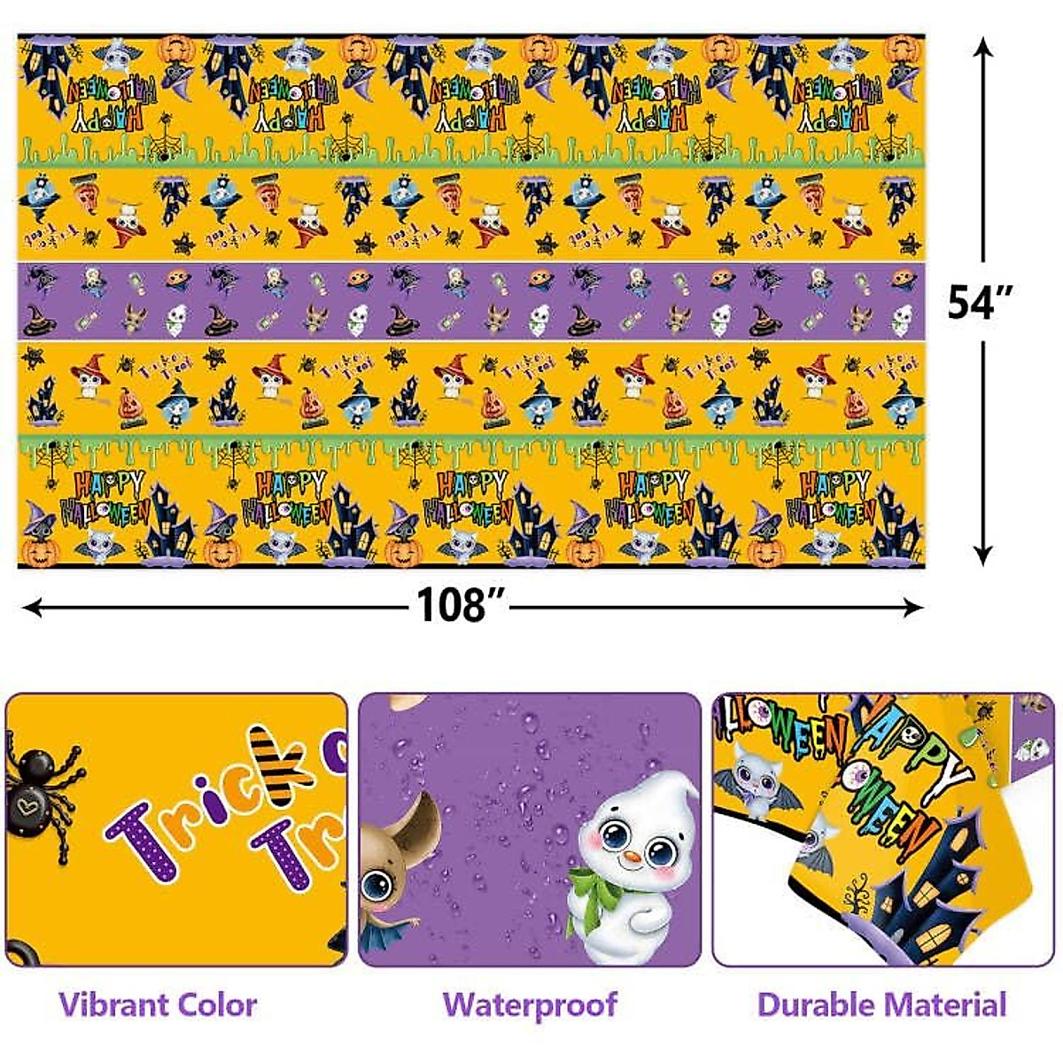 ceiba tree Halloween Tablecloth Plastic Disposable Table Cover Table Cloth 3 Packs Rectangle 54X108 Inch Halloween Party Supplies Table Decorations Decor Trick or Treat