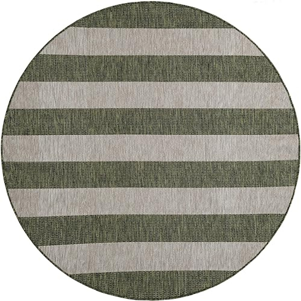 Unique Loom Outdoor Striped Collection Area Rug - Distressed Stripe (6' 1" Round Green/Gray)