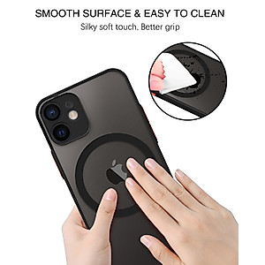 BENTOBEN for iPhone 12 Mini Case,iPhone 12 Mini Magnetic Case [Compatible with MagSafe] Translucent Matte Shockproof Anti-Fingerprint Protective Cover 5.4’’ Black