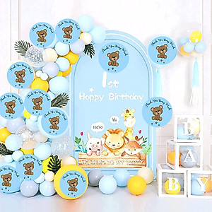 Blue Tedd Bear Stickers 2" Thank You Beary Much Labels-250 Pcs Teddy Bear Thank You Sticker Labels Boy Baby Shower Favors Labels Birthday Party Favor Labels with Balloon for Gift Bags Seal Sticker