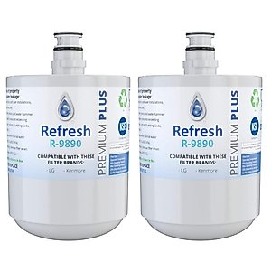 Refresh NSF-53 Premium Replacement Refrigerator Water Filter Compatible with LG LT500P, 5231JA2002A, 5231JA2002A-S, ADQ72910901, ADQ72910902, ADQ72910907 and Kenmore 46-9890 (2 Pack)