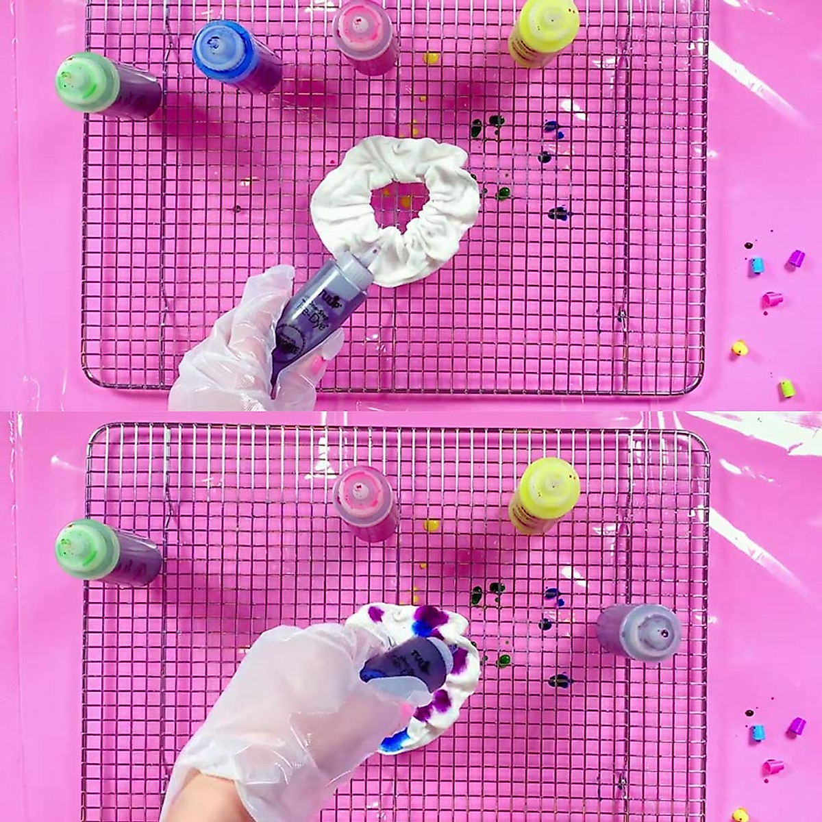 10 Pack White Cotton Scrunchies for Tie Dye Hair Elastic Hair Ties Pony Tail Holder for Party