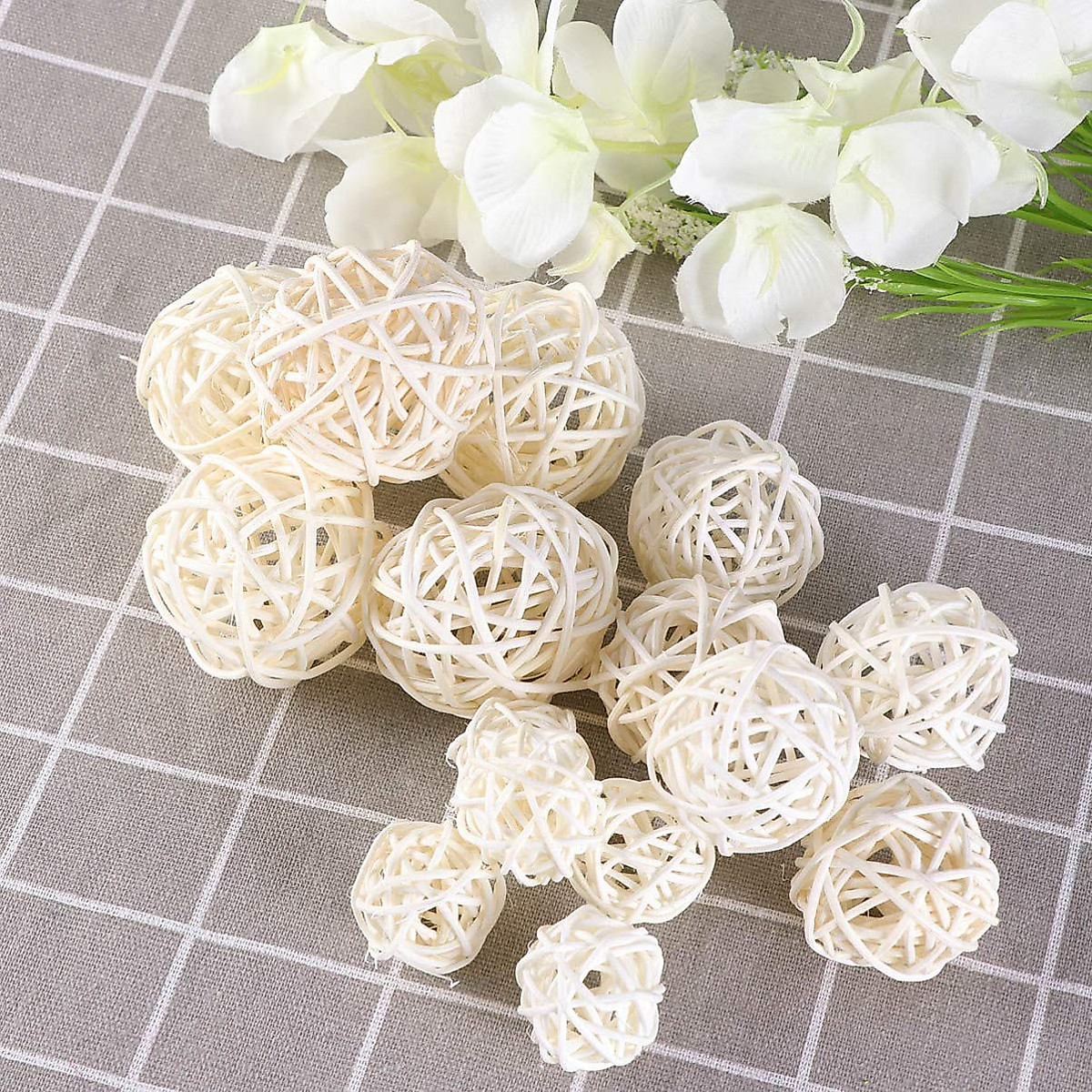 ifundom Wicker Rattan Balls, 15 PCS Decorative Balls Vase Fillers for Home Decor Centerpieces Bowl Orbs Craft Wedding Party Garden Christmas Tree Decoration House Ornaments