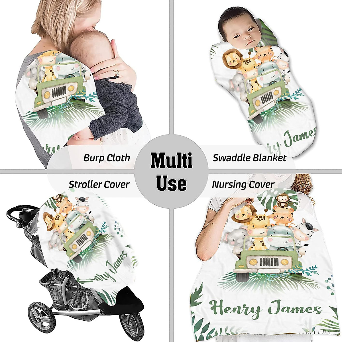 Jump Up Personalized Frame Safari Baby Blanket,Jungle Animal Baby Blanket,Baby Boy Safari Nursery,Jungle Theme Baby Blanket,Jungle Blanket Baby,Safari Swaddle Blanket