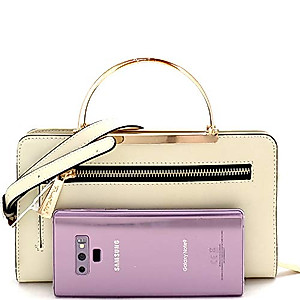 Trendeology Authentic Frida Kahlo Print Wallet Handle Purse Crossbody Bag (Baby Frida Cartoon Series - Beige)