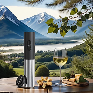 Electric Wine Opener Battery Operated Wine Bottle Openers with Foil Cutter One-touch Button Reusable Automatic Wine Corkscrew Remover for Home Kitchen Party Bar Restaurant