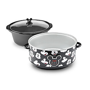 Disney Mickey Mouse 7-Quart Digital Slow Cooker with Sound - Food Warmer for Dips, Soup & More - Slow Cooker with Removable Stoneware - Kitchen Essential for Parties