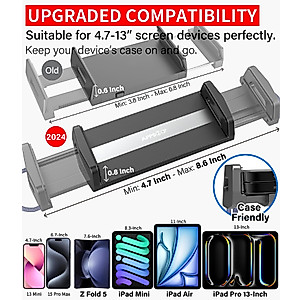 APPS2Car Solid Cup Holder Tablet Mount for Car, Adjustable Height iPad Car Mount for Truck Low Profile Road Trip Essentials Compatible with 4.7-13" iPad Pro Air Mini, Fire, iPhone, Cell Phone - Black