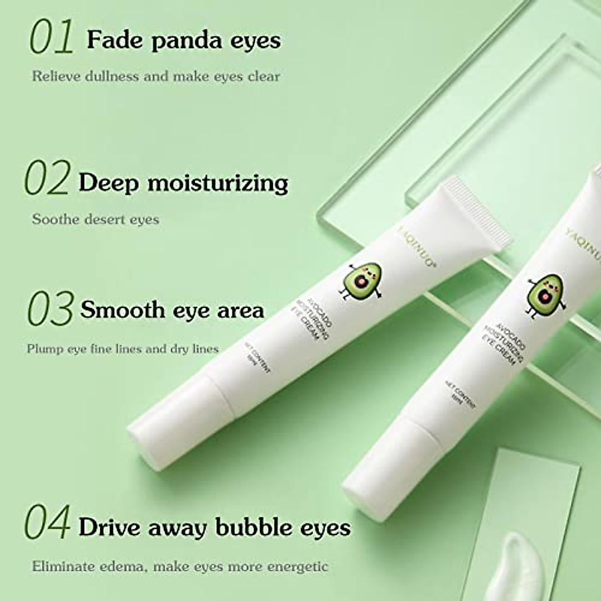 Grospe Avocado Eye Cream Elastic Moisturizing Eye Cream Remove Pouches Dark Circles Anti-Wrinkle Diminishing Eye Lines Lifting Firming