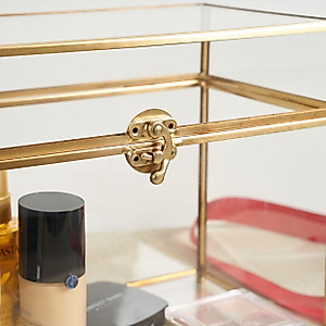 Axlbcne 9.8" Glass Card Box - Gold Card Box for Wedding Reception, Clear Card Box for Wedding Graduation Birthday Praty, Vintage Party Centerpiece - 15612A