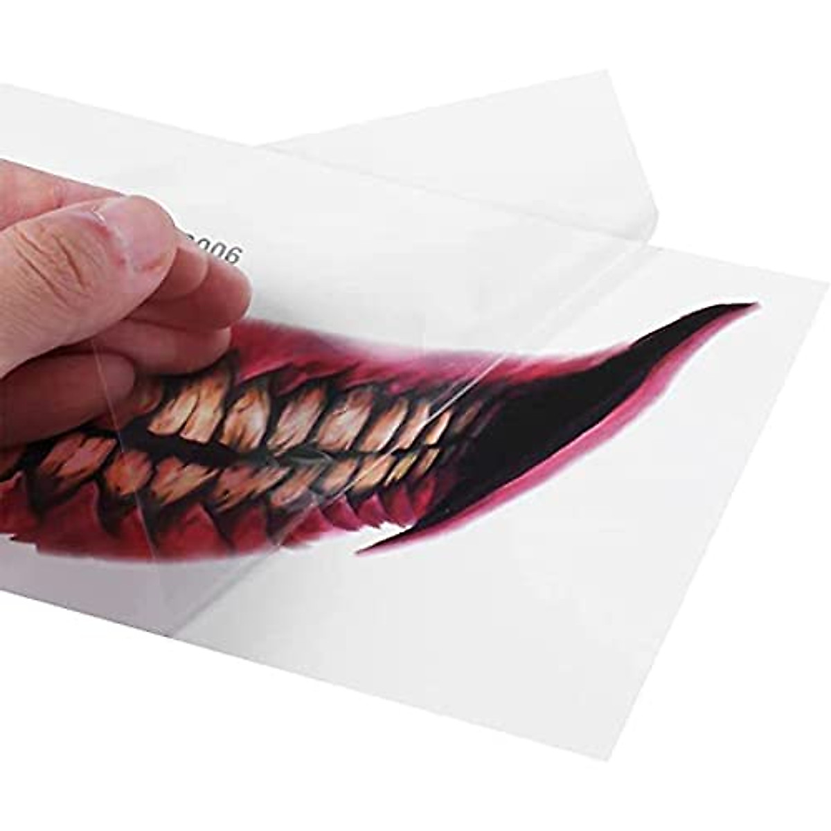 12Pcs Halloween Face Tattoos,Halloween Prank Makeup Temporary Tattoo,Adults Kids Clown Horror Mouth Fake Tattoo Stickers,Face Decals Prank Props for Halloween Cosplay Part