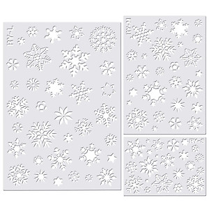 Jmkcoz Christmas Snowflake Stencil Template, Reusable Plastic Craft Drawing Painting Stencil Journal Template for Window Glass Wall Door Card Scrapbook Notebook Holiday Xmas Snow Flake Art DIY Project