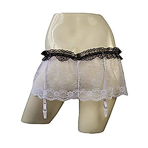 JEERLEEP Women Sexy Lace Suspender Garter Belt for Thigh High Stockings Lingerie-White