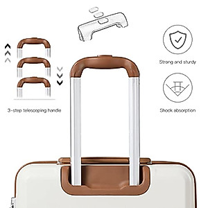 KONO 2 Piece Luggage Sets Lightweight, 20" Carry on Luggage and 12" Mini Cosmetic Cases Hardshell Suitcase Sets, Durable Hardside Suitcase with Spinner Wheels TSA Lock Cream White