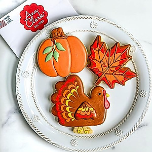 Thanksgiving and Fall Holiday Cookie Cutters 3-Pc. Set Made in USA by Ann Clark, Maple Leaf, Turkey, Pumpkin