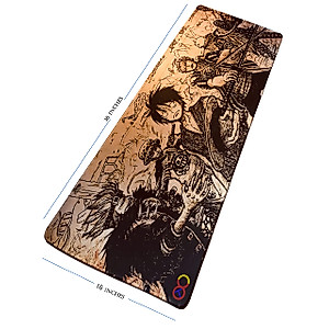 Large Gaming MousePad Mat One Piece Animation 36 x 16 x .1 In 900x400x3mm Mouse Pad, Rubber