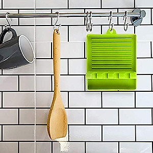 ENIVING 2PCS Kitchen Utensil Rest for Spoons Kitchen Utensil Holder for Countertop, Utensil Rest with Drip Pad for Multiple Utensils, Heat-Resistant, BPA-Free Spoon Rest & Spoon Holder for Stove Top