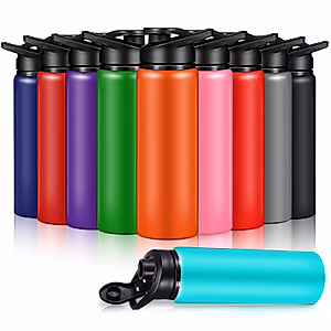 Mimorou 10 Pieces 25oz Reusable Aluminum Water Bottles Bulk Multicolor Outdoor Sports Water Bottles for Travel, Gym, Hiking, Cycling, Camping, Fishing, Snap Lid(Classic Color)