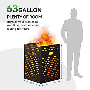 Aoxun Smokeless Fire Pits, 88 in Wood Burning Portable Firepit with Removable Ash Pan