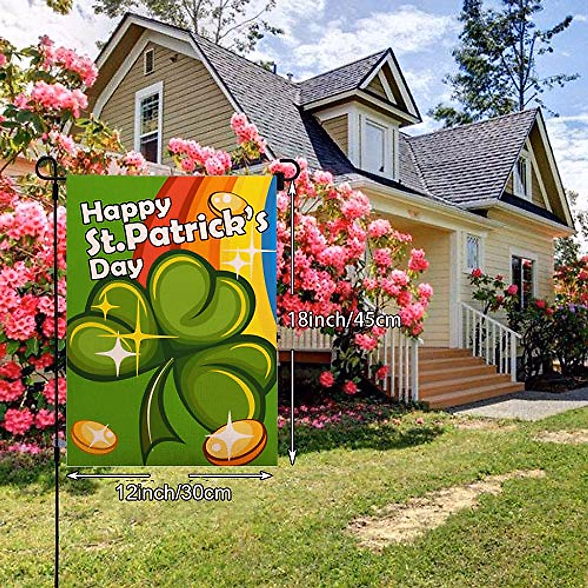 XIAXUE MLEN St. Patrick's Day Clovers Garden Flag Shamrocks Banner Holiday 12"x18" St. Patrick's Day Decorations