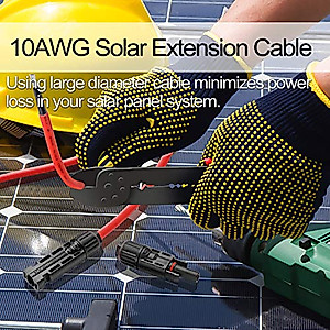 BeideLt 10 Feet 10AWG Solar Extension Cable with Female and Male Connector with Extra Free Pair of Connectors Solar Panel Adaptor Kit Tool (10FT Red + 10FT Black) Solar Panle Wire