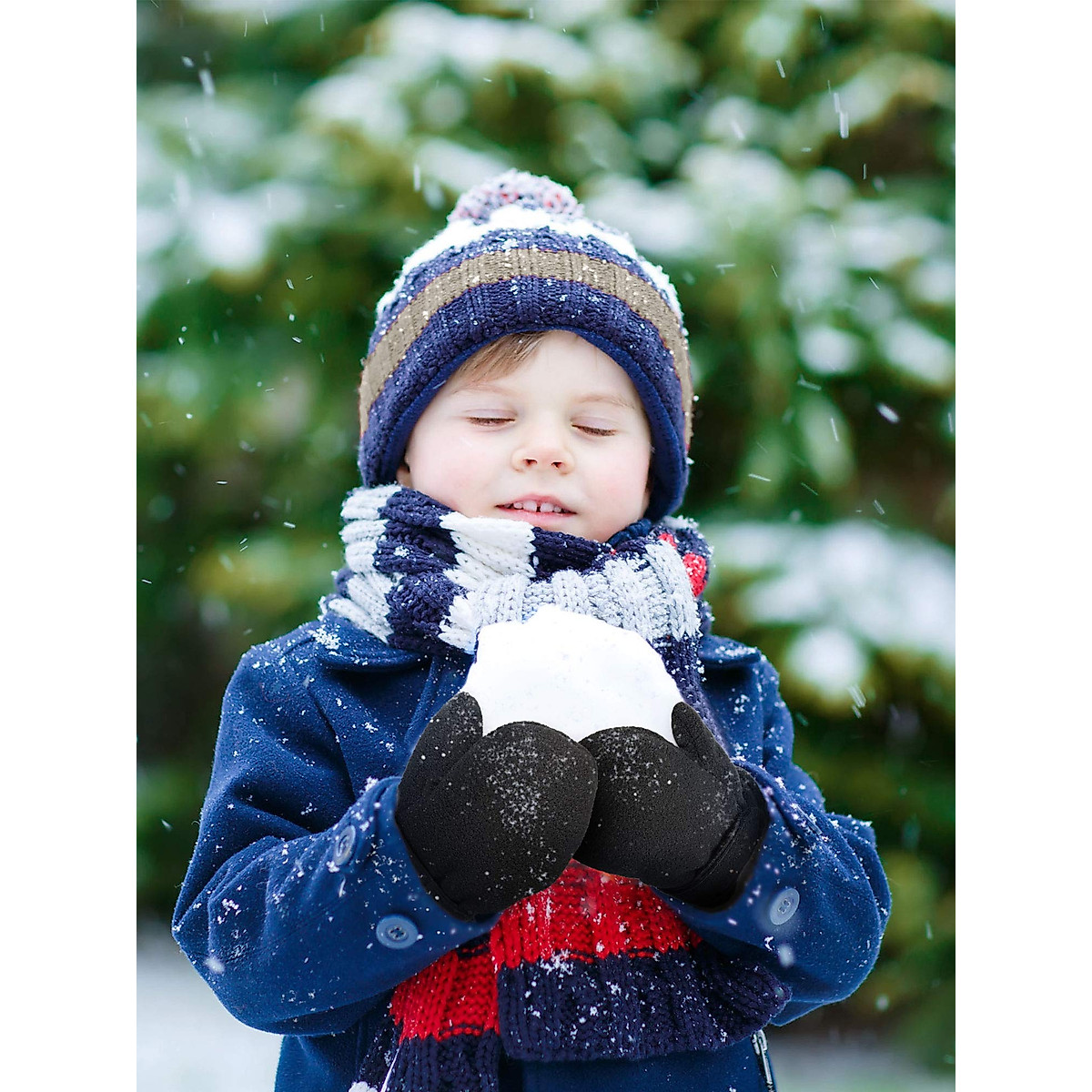 3 Pairs Baby Toddler Winter Mittens Warm Fleece Kids Mittens Baby Snow Skiing Gloves for Boys and Girls Aged 2-4 Years (Black, Gray, Navy Blue)