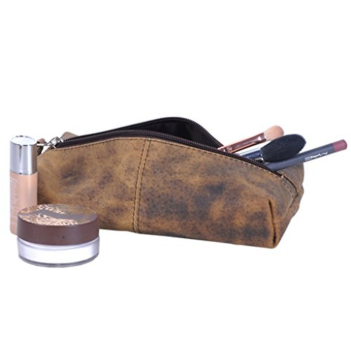 KomalC Leather Zip-Lock Cosmetic Makeup Pouch Bag Pen Pencil case **SALE**