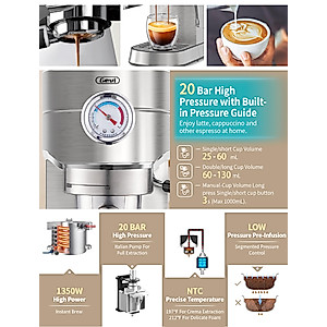 Gevi Espresso Machine & Coffee Maker - 20Bar Semi Automatic Espresso Machine With Grinder & Steam Wand – All in One Espresso Maker & Latte Machine for Home Dual Heating System…