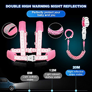 Toddler Leash -Anti Lost Wrist Link for Toddlers -Toddler Harness with Lock for Kids,Baby Leash,Leash for Toddlers,Wrist Leashes,Child Leashes for Toddlers,Upgrade with Reflective Tape Liner for Kids