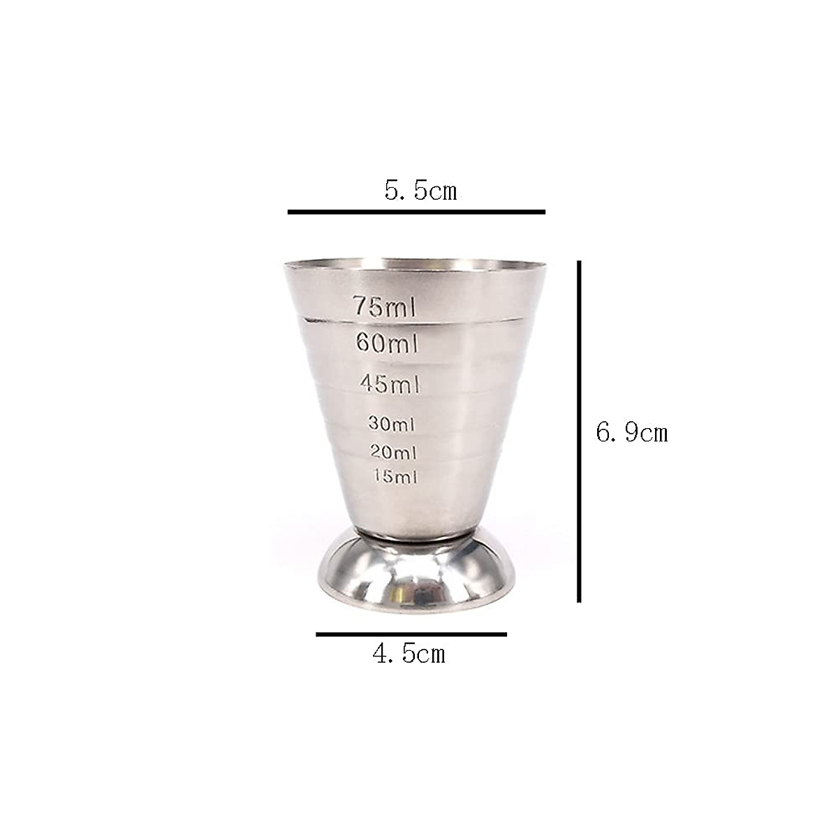 1 Piece Cocktail Jigger Measuring Cup Cocktail Measuring Cup Stainless Steel Bar Jigger Three Scales Coffee Measuring Jigger Up to 2.5oz, 5Tbsp, 75ml(Silver)