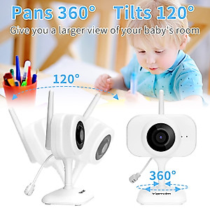 Yonvim Baby Monitor Camera, 4.3" Split Screen Video Baby Monitor with 2 Cameras and Audio, No WiFi, Night Vision, Two Way Talk, Long Range, Temperature Sense, 4X Zoom