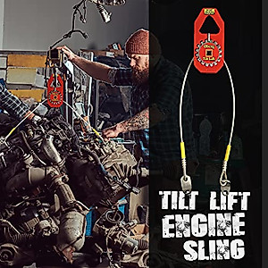 Oberg Tilt Lift - Engine Hoist Sling | No Chain Hoist Hassle | 1 Ton Capacity | 45 Degree Tilt | Single Hand Operation | Easy Engine Swap | Mounting Cleats Fasten to Any Engine | 3 to 1 Safety Factor