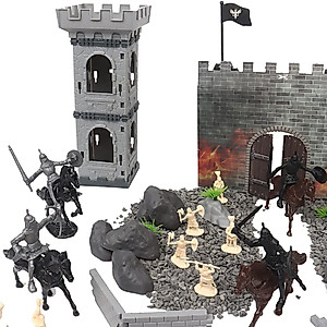 NSVJVY 254pcs/set Medieval Castle Knights Action Figure Toy Army Playset with Toy Soldier, Cavalry and Arrow Tower, Great for Girls and Boys(Size:254PCS)