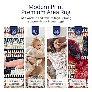 Abani Multicolor Southwestern Design Area Rug - Non-Shed Orange, Grey & Beige 7'9" x 10'2" (8x10) Tribal Pattern Dining Room Carpet Rugs