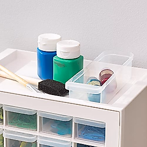 IRIS USA 16 Drawer Stackable Storage Cabinet for Hardware Crafts and Toys, 10.63-Inch W x 7-Inch D x 8.75-Inch H, White - Small Brick Organizer Utility Chest, Scrapbook Art Hobby Multiple Compartment