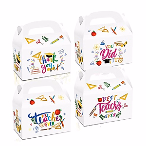 12 Packs Teacher Day Theme Party Favor Treat Boxes Best Teacher Ever Goodies Boxes Party Time Gift Boxes for Birthday Party Decration Supplies