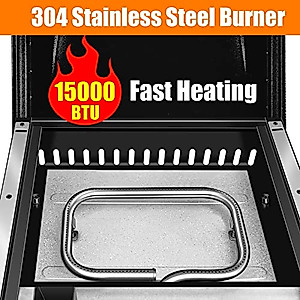 QuliMetal Table Top Grill Portable Griddle with Hood Non-Stick Flat Top Grill Griddle Propane Grill with Carry Bag 17 Inch,15,000 BTU,268 Sq,304 Stainless Steel Burner,Ceramic Coating for Outdoor Camping Party Tailgating