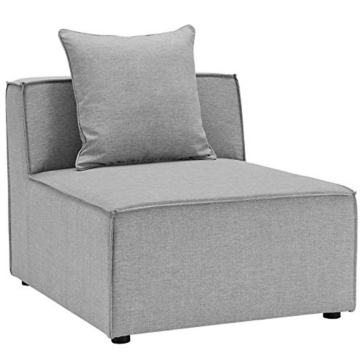 Modway Saybrook Outdoor Patio Upholstered Sectional Sofa Armless Chair in Gray