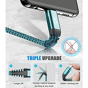 sweguard USB C Cable 3.1A Fast Charging [2-Pack,3.3ft+3.3ft], USB-A to USB-C Charger Nylon Braided Cord for Samsung Galaxy S22 S21 S20 S10 S9 S8 Plus/FE Note 20 10 9 8, A71 A51 A32,LG,Moto,PS5-Green