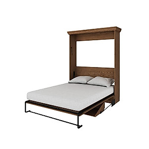 RoomAndLoft Imperial Queen Solid Wood Murphy Wall Desk Bed in Brown